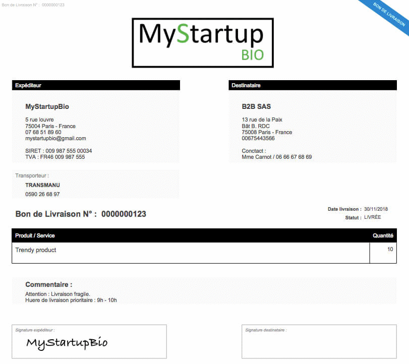 Modèle Bon de Livraison : pro, design et 100% en ligne | IABAKO